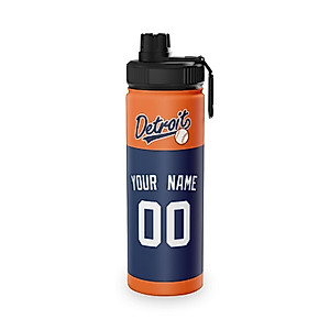 INAOO Detroit Tumbler Coffee Cup 18 oz Custom Name Number for Men Women Youth Gifts