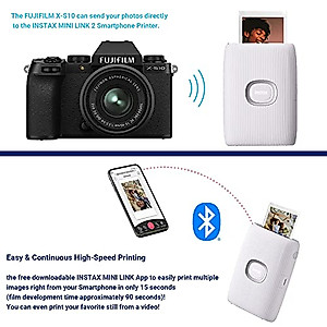 Fujifilm Instax Mini Link 2 Smartphone Printer Clay White + Fujifilm Instax Mini Twin Pack Instant Film and 20 Sticker Frames