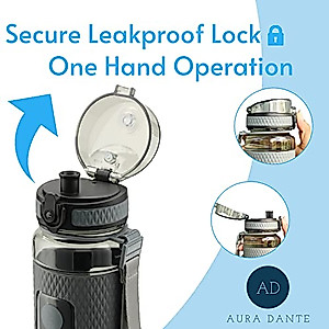 27oz Sports Water Bottle | Aura Dante | Grey | with Fruit Infuser | Firm Grip | Carry Strap | Leak proof | BPA Free | Wide Mouth and Spout | Gift Ideas for Fitness Outdoors