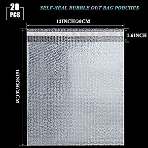 EPHECH 20PCS Self-Seal Bubble Out Bag Pouches, 12" x 16" Clear Bubble Cushioning Wrap Bag, Double Wall Shockproof Bubble Pouches Bag Protective Storage Bag for Moving, Shipping, Packing and Storage