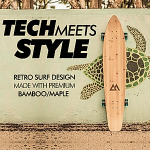Magneto 44 inch Kicktail Cruiser Longboard Skateboard | Bamboo and Hard Maple Deck | Made for Adults, Teens, and Kids (Blue)