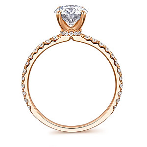 HAFEEZ CENTER 14K Gold Moissanite Engagement Ring 14K Solid Gold Comfort Fit 1ct D Color VVS Moissanite Engagement Rings for Women (Rose-Gold, 5.5)
