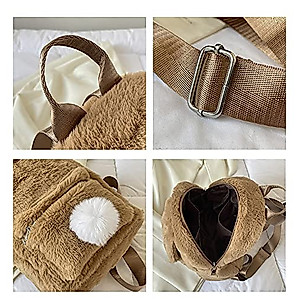 FVGWTVS Plush Bunny Ears Backpack, Girls Cute Backpack Mini Fluffy Plush Rabbit Travel Backpack Shoulder Bag Satchel