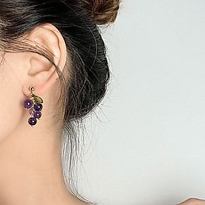 Earring, 1 Pair Vivid Charming Dangle Earrings Alloy Lovely Fruit Grape Drop Stud Earrings Jewelry Acessories Drop Earrings for Dating (Colour Name : B) (B b)