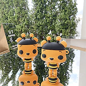 Wifantien 3D Honeybee Case for AirPod 2/1 Case,3D Cute Cartoon Women Girls Kids Stylish Fashion Chic Lovely Kawaii Bee Bear Stand Shape Case with Dust Plug for Airpods 1 & 2 Case(Bee Bear)