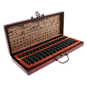 MonkeyJack 15 Column Vintage Chinese Wooden Bead Arithmetic Abacus with Box for Children Adults Gift