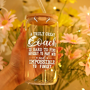 Nuenen 2 Pieces Friends Gifts Coach Gifts Chaos Coordinator Gifts for Women 16 oz Glass Coffee Tumbler Cup for Birthday Gifts Appreciation Thank You Gift Coach Sisters Coworker(Coach)