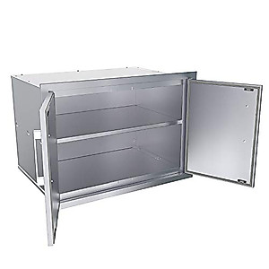 SUNSTONE BA-DSH30 Beveled Frame 30-Inch Stainless Steel Weather Sealed Dry Storage Pantry