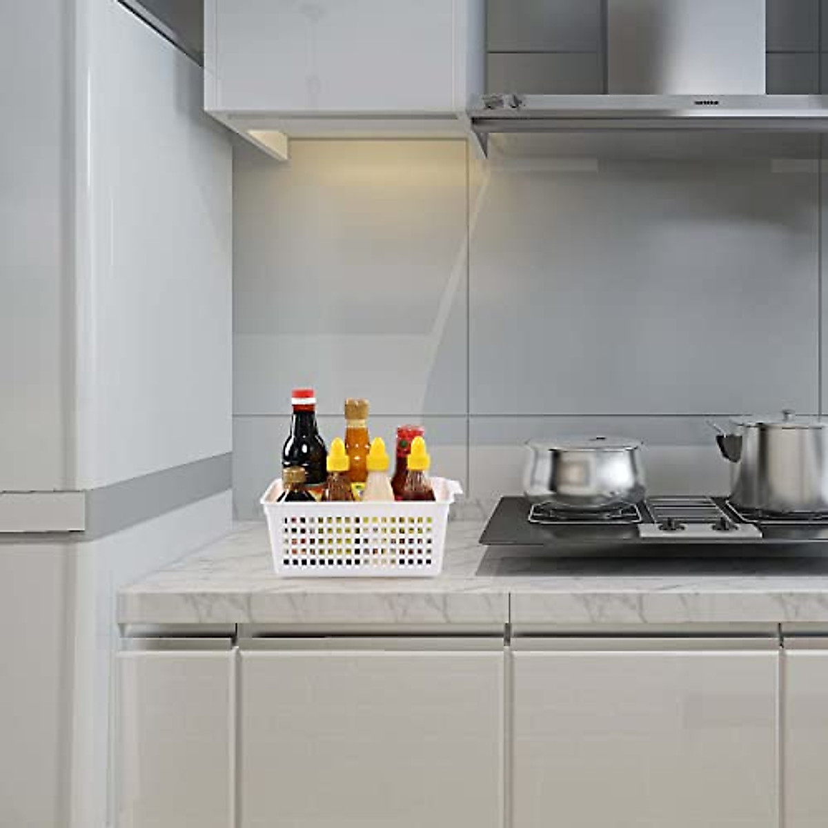 Vcansay Small Plastic Storage Basket, 6 Packs