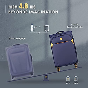 Verage Cambridge Lightweight 2 Piece Luggage Sets,Softside Expandable Spinner Wheel Suitcase,Navy,2-Piece Set(20/24)