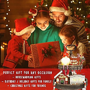 Christmas LED Tiered Tray Decor - Candy Cane, Xmas Plush Gnome, Wood Beads Garland & Mini Banner