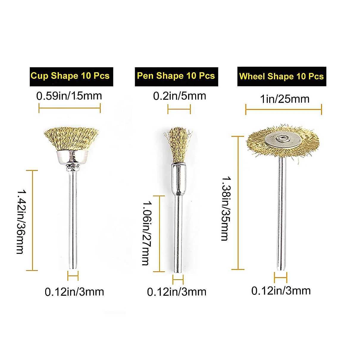 SUJAYU Wire Brush for Drill, 30 Pcs Brass Wire Wheel for Drill, Dremel Wire Brush Dremel Bits Dremel Accessories, Buffing Wheel Drill Wire Brush Drill Sanding Attachment