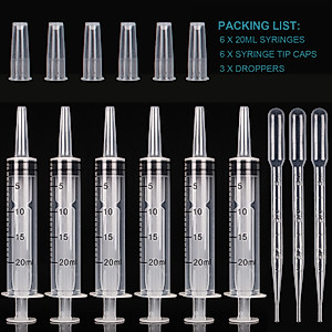 20ml Syringe for Liquid - Syringes without Needle - 20 ml Sterile Packed Plastic Syringe with Dropper for Medicine Student Lab Measuring Liquids and Pet Feeding Oral Food, Jello Shot ( 6 Pack )