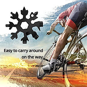 Snowflake Tool, Standard Stainless Steel Snowflake Tool,18-in-1 Snowflake Wrench Screwdriver with Storage Bag,Key Ring and Carabiner Clip,Gift Package (1, Black)