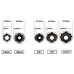 EMENTOL 5PCS 3/8" Drive Spark Plug Socket Set, CR-V, SAE and Metric, 3/8" Drive 6-Point Socket Set