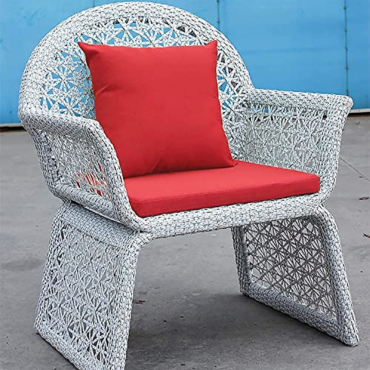 Uheng 6 Pack Patio Outdoor Chair Cushions with Ties, Seat Pads Mat, Waterproof Removable Cover, Comfort Memory Foam Nonslip for Garden Deck Picnic Beach Pool -18" X 18"(Red)