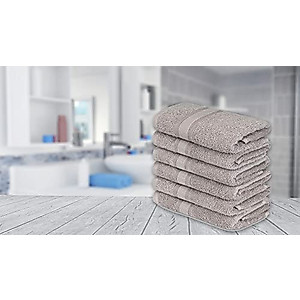 Adobella 6 Hand Towels, 100% Cotton, Premium Combed, 16 x 28 inches, Super Soft and Absorbent Hand Bathroom Towel, Quick Dry, Hotel Spa Quality, Light Gray (Pack of 6)