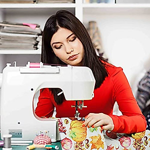 Pack of 8 Thanksgiving Fat Squares Fabric Sheets Bundles, 20" x 20", Assorted Fall Autumn Harvest Theme Patterns Include Maple Pumpkin Turkey Sunflower for Party Supplies Decor DIY Sewing Quilting