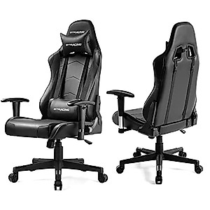 GTRACING Gaming Chair Racing Office Computer Ergonomic Video Game Chair Backrest and Seat Height Adjustable Swivel Recliner with Headrest and Lumbar Pillow Esports Chair,Black