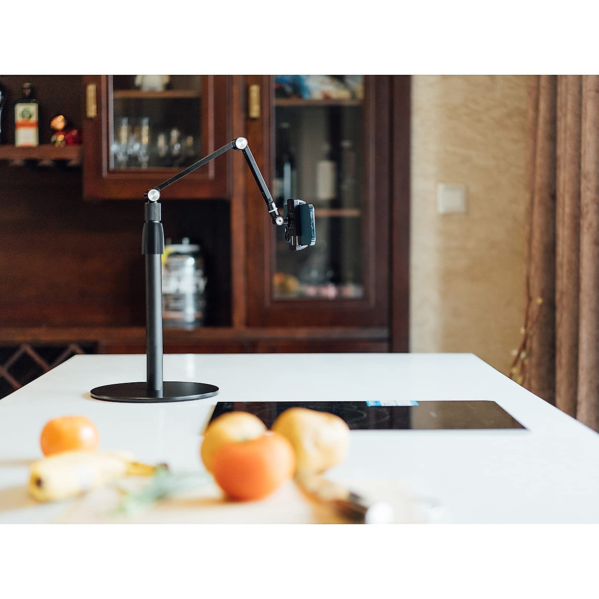 SupeDesk Phone Stand Overhead Recording Stand, Adjustable Cell Phone Holder, Multiangle, 3-Part Adujustable,Horizontal Recording Stand, Compatible with 3.5-11" Phone/iPad Mini/iPhone, Black