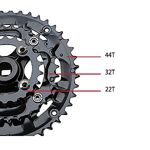 shanmashi Andeshunk Crankset Black Mountain MTB Bike Crankset Hollow Integrated Chainring Crank Set Bicycle Chainring Sprocket Round Bolts for Road Cycling Crank