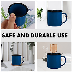 Operitacx Enamel Coffee Mug Camping Cup: Vintage Tin Tea Cup Metal Beer Mugs Water Drinking Cup for Outdoor Hiking Travel Picnic Milk Beverage Drinks Blue