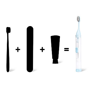 FSEN Portable Travel Toothbrush， 3 in 1 with Travel Case and Extra Soft Bristles and Built-in Refillable Toothpaste Tube kit,Camping Travel Essential Accessories