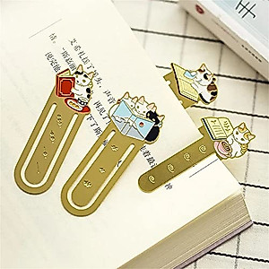 Creative Metal Bookmark, Cute Cartoon Animal Bookmark Book Paper Cilp Bookmark, Ideal Gift for Reader, Teachers, Adults and Kids(Coffee cat)