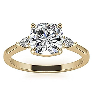925 Silver, 10K/14K/18K Solid Gold Moissanite Engagement Ring, 2.5 CT Cushion Cut Handmade Solitaire Ring Diamond Wedding Ring for Woman, Birthday Gifts for, VVS1 Colorless