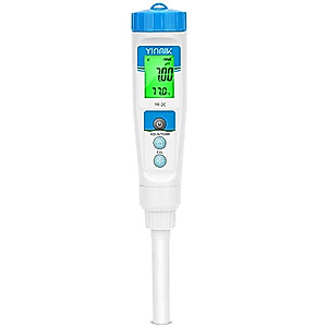 YINMIK pH Meter with Flat Surface Electrode to Measure pH of Liquids Semi-Solids e.g. Hydroponic Nutrient, Wort in Beer Brewing, Lotions and Creams Cosmetic, Durable Tester with Protective Sensor Cap