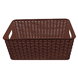 YBM Home Medium Plastic Rattan Storage Box Basket Organizer, Medium - Brown - 1 Pack