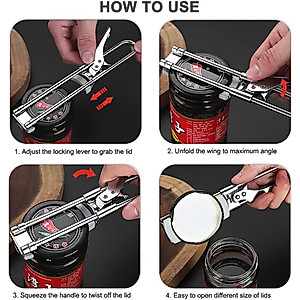 2023 NEW Adjustable Multifunctional Stainless Steel Can Opener, Jar Opener for Weak Hands, Adjustable Longer Handheld Bottle Opener for the Elderly and Children (4pcs)