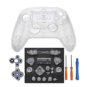 Front Faceplate Cover + Back Housing Shell Case with Full Buttons Tools for Xbox Series X S Controller Housing Shell Replacement (Clear)