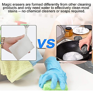 Acrux7 50 Pack Magic Sponge Eraser, Extra Thick Melamine Foam Sponges Cleaning Pads in Bulk Household Cleaning Sponge for Bathroom Kitchen Dishes, Tile Floor, Leather, Car(100x70x30mm)