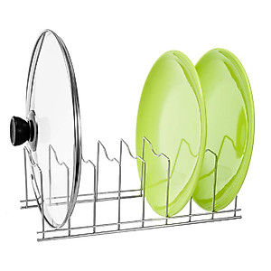 blitzlabs Pan Pot Lid Holder Rack Organizer Lid and Pot Organizer Plate Holder for Kitchen Organizer for Plates, Cutting Boards, Bakeware, Cooling, Pots & Pans, Serving Trays, Stainless Steel