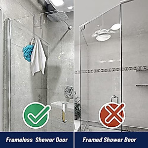 Lefcen Shower Door Hooks, Over The Shower Towel Hook, Shower Hooks for Towels, Towel Hooks for Frameless Glass Shower Door, Stainless Steel, Silver, 2 Pack