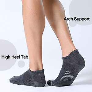 FITRELL 6 Pack Men's Ankle Running Socks Low Cut Cushioned Athletic Sports Socks, Shoe Size 12-15, Dark Gray+Gray