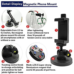 Magnetic Phone Mount Heavy Duty, Gym Phone Holder for Video Recording or Watch Media, Suitable for Motorcycles Tank, Gym Equipment, Car, Truck, Boat, Golf Cart, Attracts to Any Ferrous Metal Surface