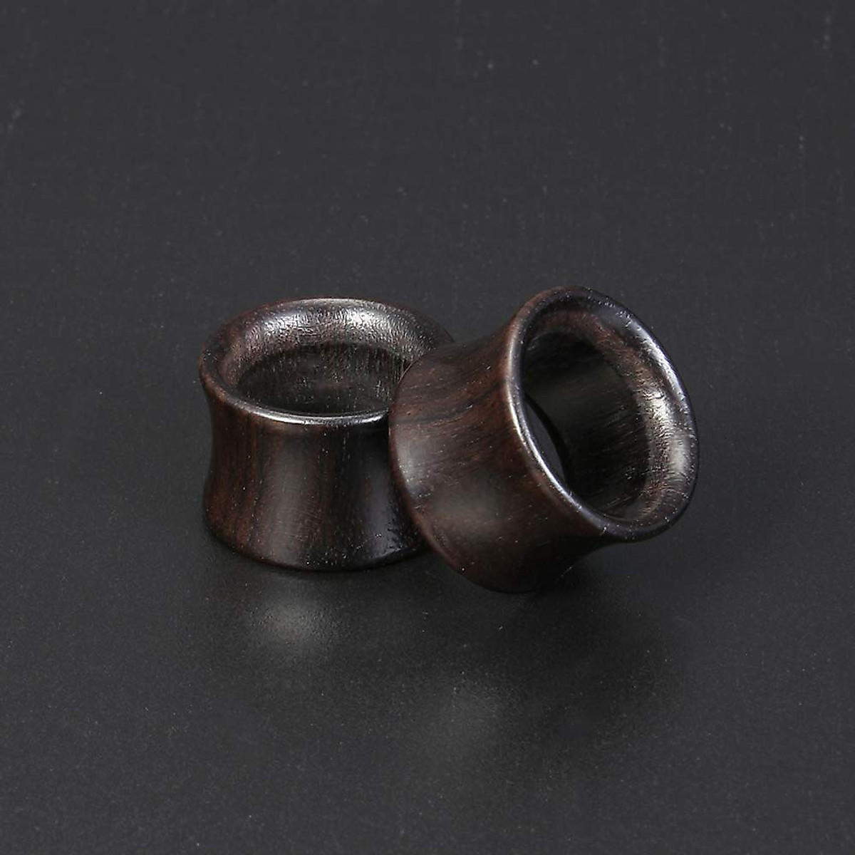 ZS Black Wood Tunnel Gauges Stretcher Expander Brown Ear Gauges Plugged Ears Wood Plugs Ear Stretching Kit Ear Plugs Tunnel Sandalwood (Black Tunnel-16mm)