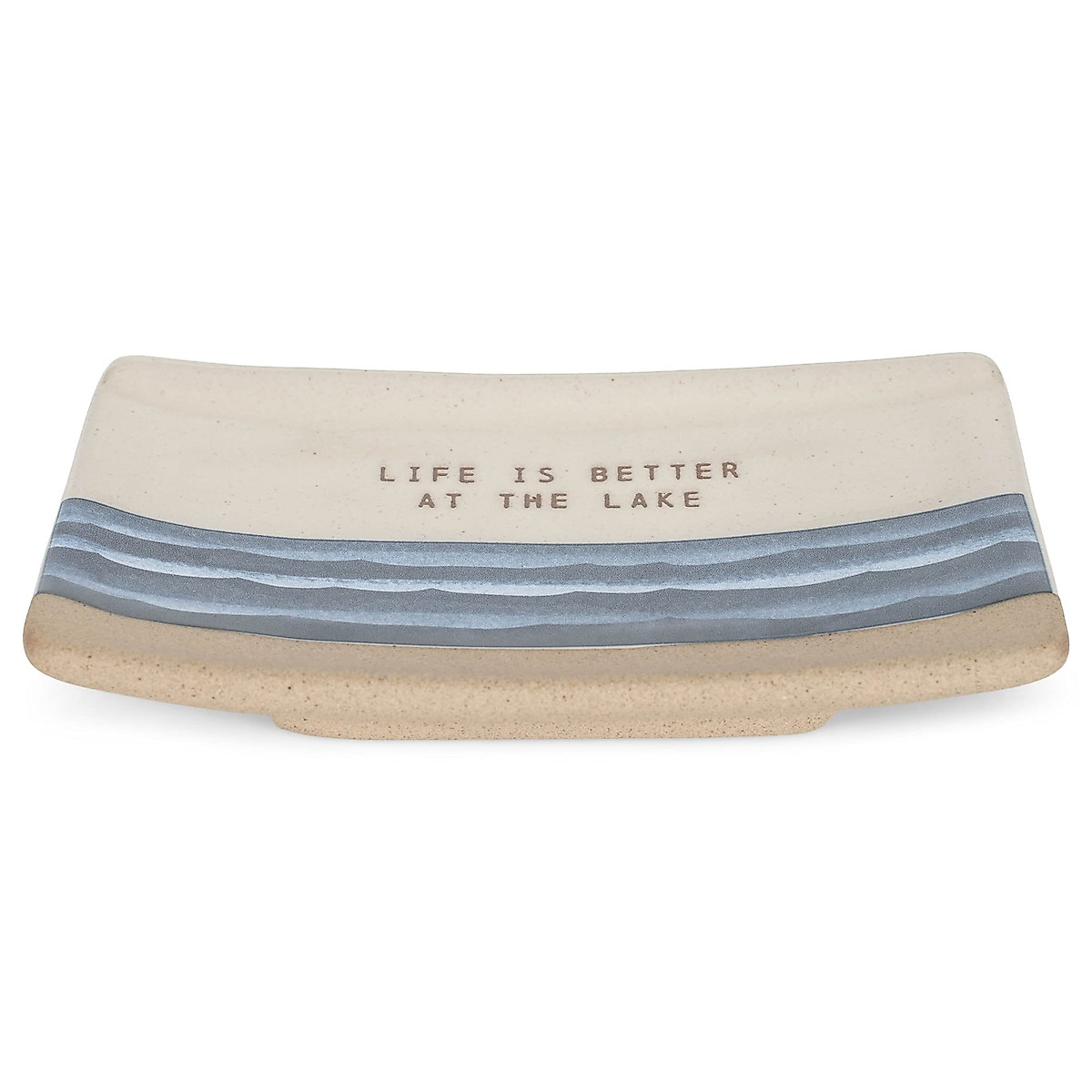 Demdaco Life is Better at the Lake Blue 6 x 3.5 Stoneware Everyday Kitchen Rectangle Spoon Rest