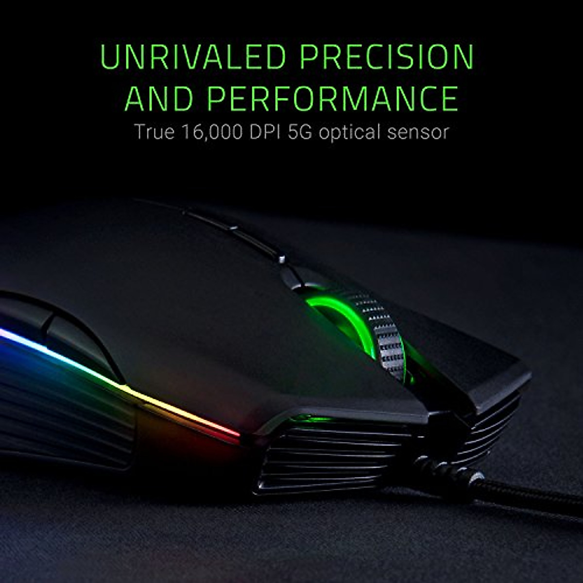 Razer Lancehead Tournament Edition Ambidextrous Gaming Mouse: 16K DPI Optical Sensor - Chroma RGB Lighting - 8 Programmable Buttons - Mechanical Switches - Classic Black