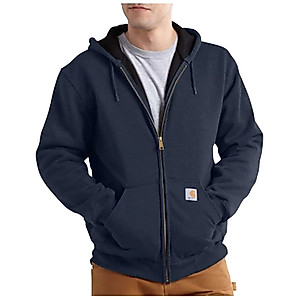 Carhartt Men's Rain Defender Loose Fit Midweight Thermal-Lined Full-Zip Sweatshirt, New Navy, Large