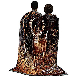 Pure Country Weavers Bad Attitude Deer Blanket by Terry Doughty - Wildlife Lodge Cabin Gift Tapestry Throw Woven from Cotton - Made in The USA (72x54)