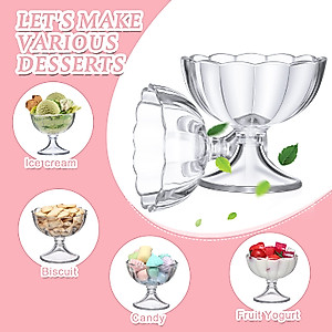 12 Pcs Tulip Footed Small Dessert Cups 5 oz Plastic Trifle Bowl Bulk Dessert Cups for Cocktail, Dessert, Condiment Fruit Salad, Holiday Party Wedding Picnic Party Favors