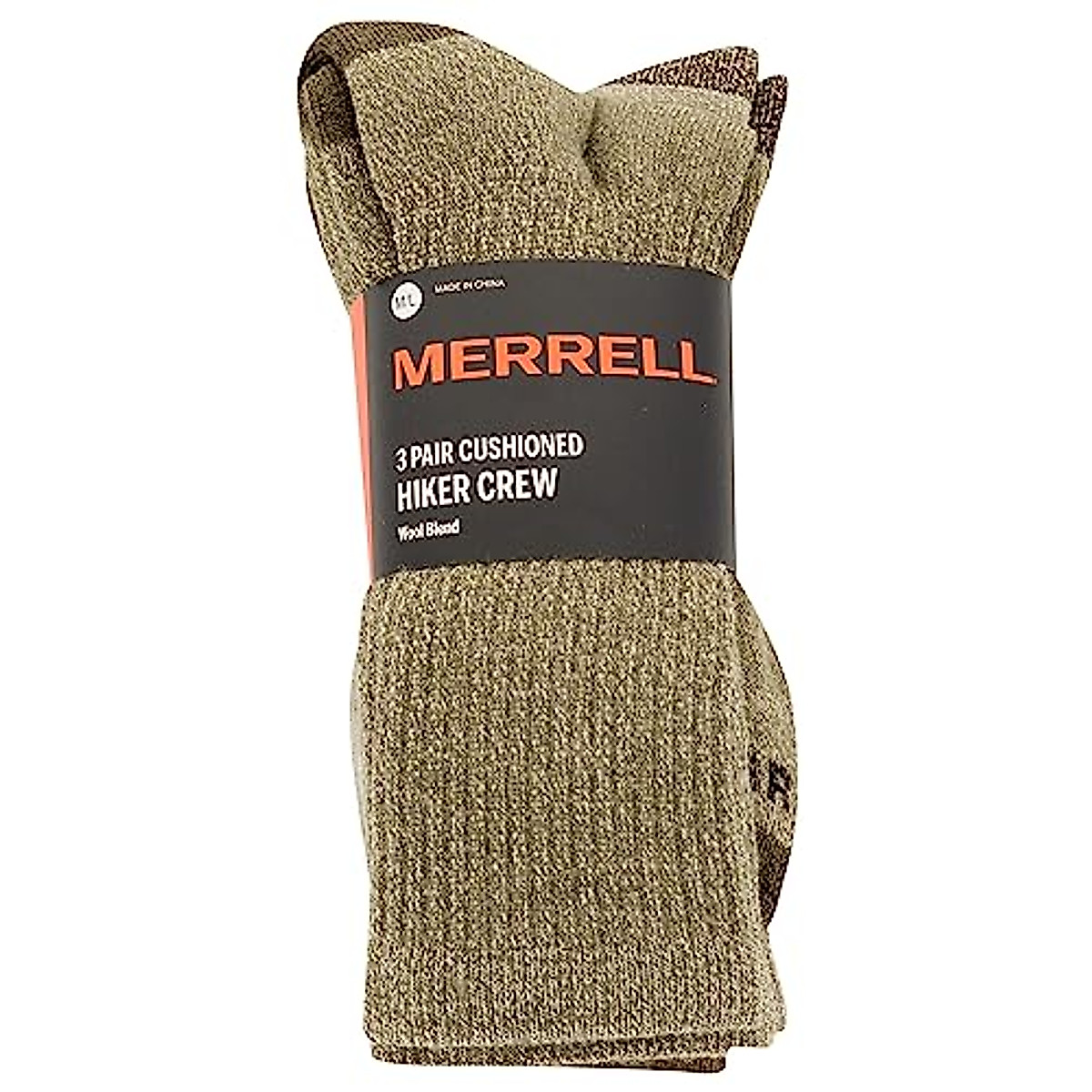 Merrell womens 3 Pack Cushioned Performance Hiker (Low Cut/Quarter/Crew) Casual Sock, Assorted Olive (Crew), 9 11 US