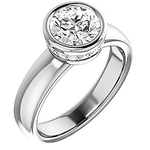 JEWELERYN 3 CT Round Colorless Moissanite Engagement Ring for Women/Her, Wedding Bridal Rings Set, Eternity Sterling Silver Solid Gold Diamond Solitaire Bezel Set for Her (7.5)