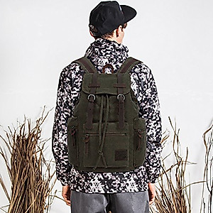 KAUKKO Vintage Casual Canvas and Leather Rucksack Backpack, 1Navy