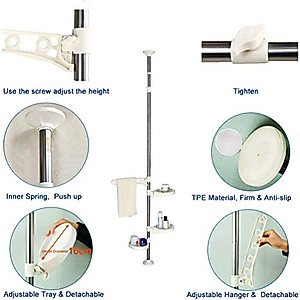 BAOYOUNI Indoor Plant Pole Stand Tension Rod Hanger Window Sill Flower Display Rack Holder Adjustable Corner Vertical Storage Organizer with 3 Trays & 1 Arm for Counter Top, Ivory