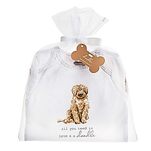 Mud Pie Dog Print Baby Crawler and Bib 2-Piece, Doodle, 0-6 Month