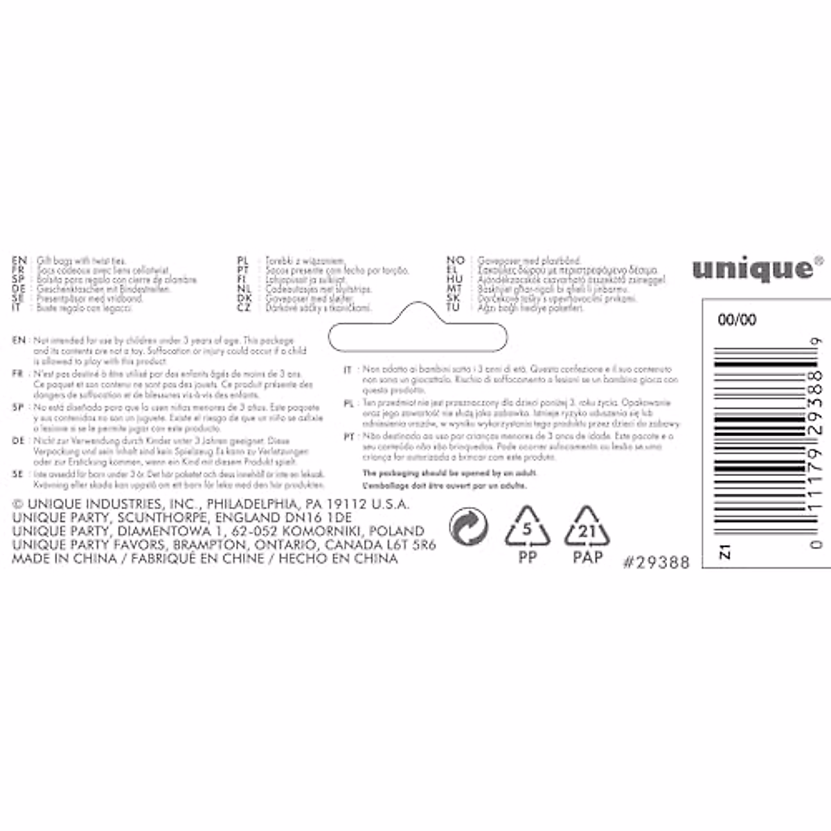 Spooky Smiles 11" x 5" Halloween Smiles Cellophane Bags 20 Pcs, Multicolor